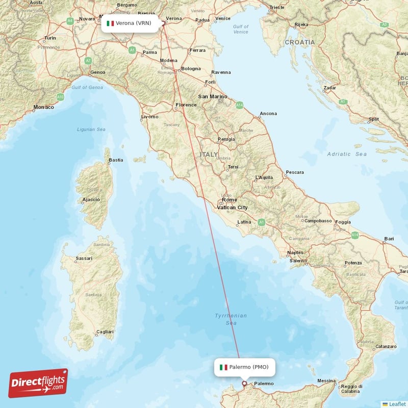 Direct flights from Verona to Palermo, VRN to PMO non-stop - Directflights.com