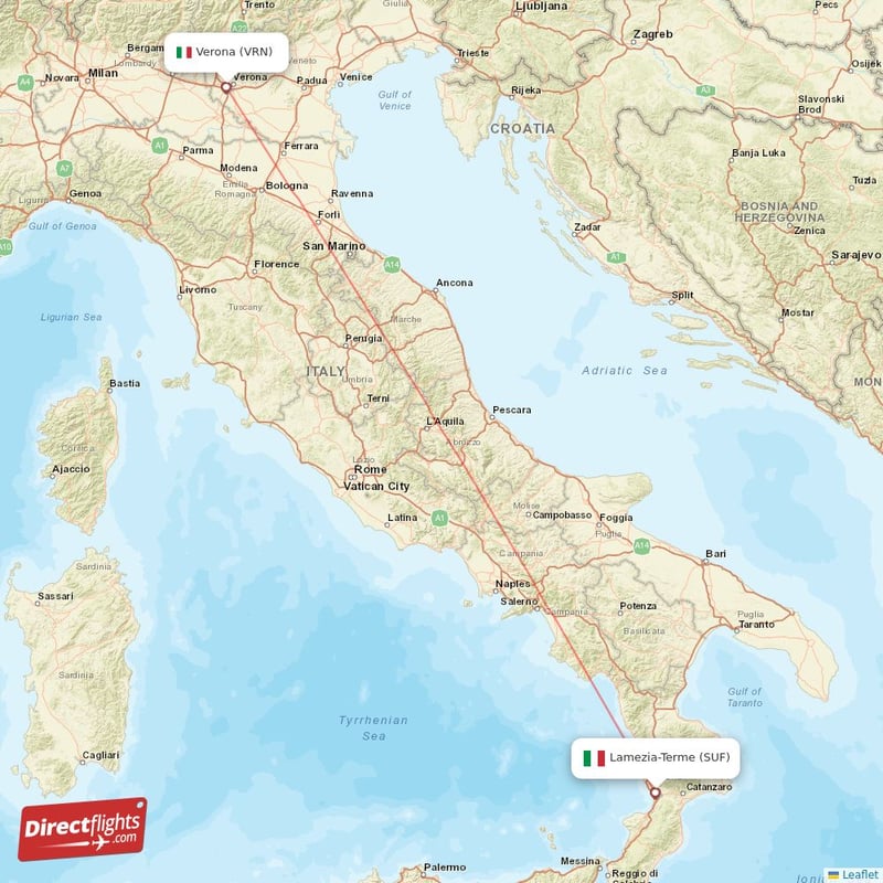 Direct flights from Verona to Lamezia-Terme, VRN to SUF non-stop - Directflights.com