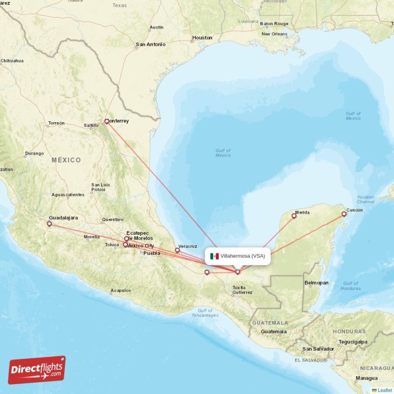 Direct flights to Villahermosa - VSA, Mexico - Directflights.com