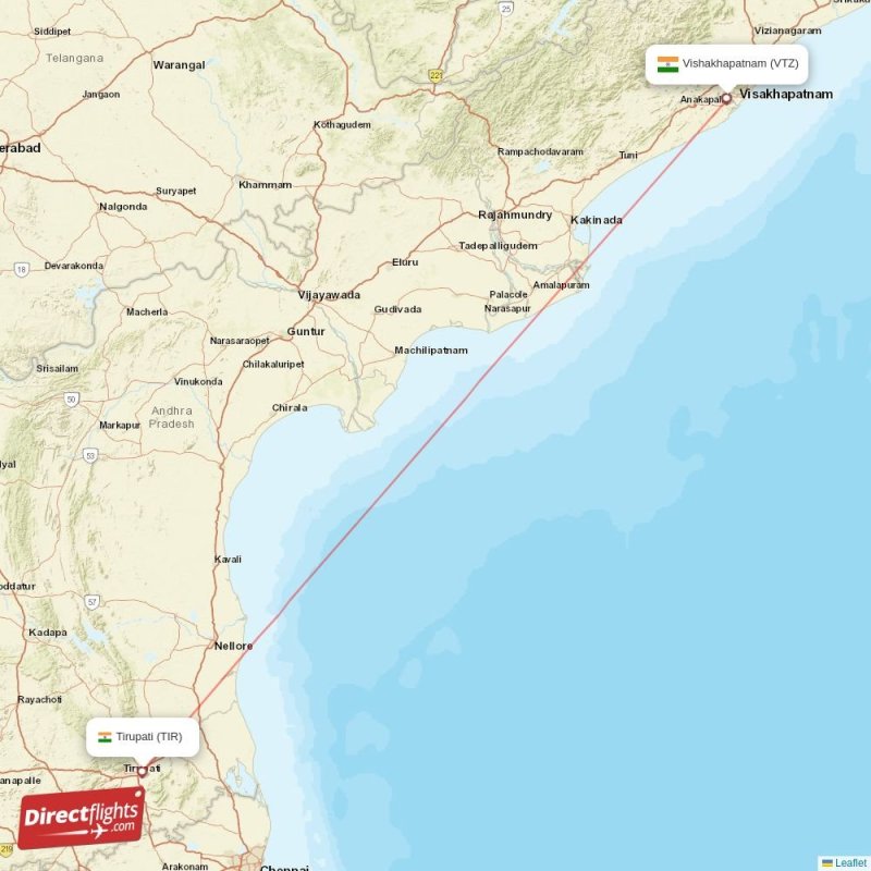 Direct flights from Vishakhapatnam to Tirupati, VTZ to TIR non-stop ...