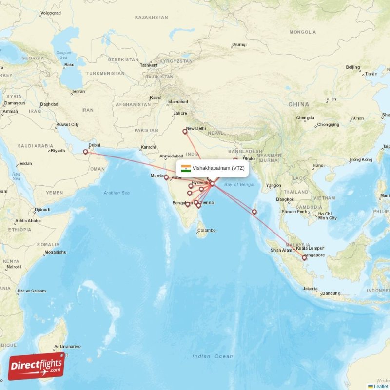 Direct flights from Vishakhapatnam - 15 destinations - VTZ, India ...