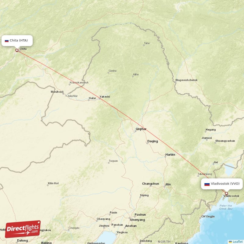 Direct flights from Vladivostok to Chita, VVO to HTA non-stop ...
