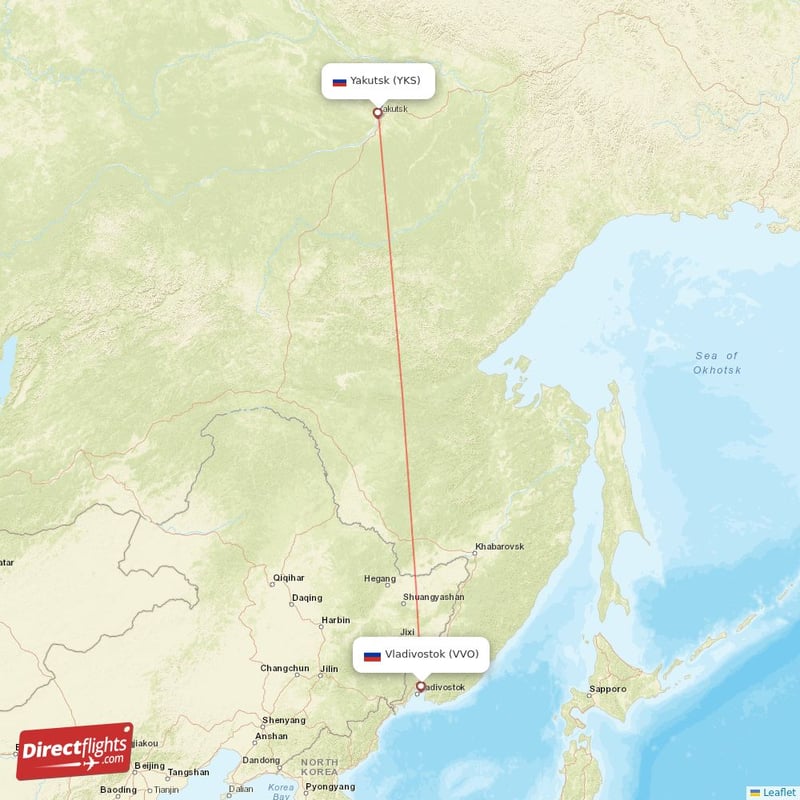 Direct flights from Vladivostok to Yakutsk, VVO to YKS non-stop - Directflights.com