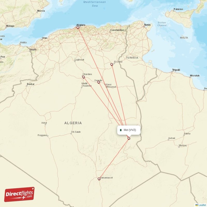 Direct flights to Illizi - VVZ, Algeria - Directflights.com