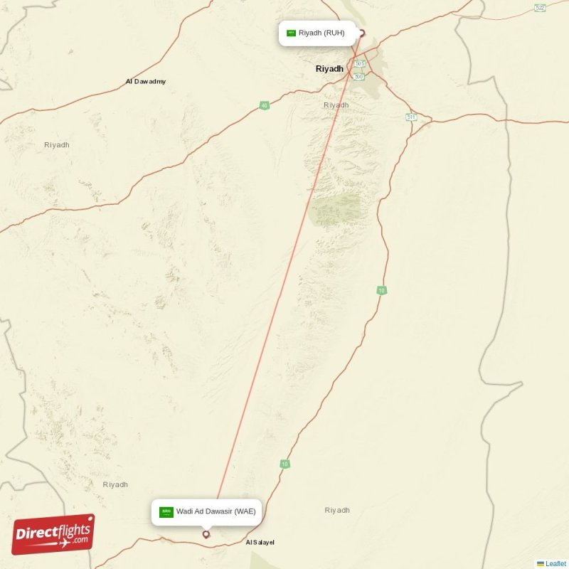 Direct flights from Wadi Ad Dawasir to Riyadh, WAE to RUH non-stop ...