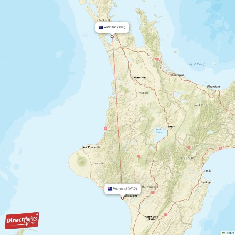 Direct flights from Wanganui - 2 destinations - WAG, New Zealand ...