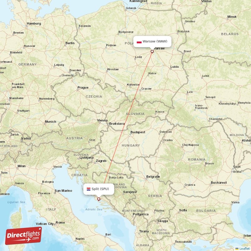 Direct flights from Warsaw to Split, WAW to SPU non-stop - Directflights.com