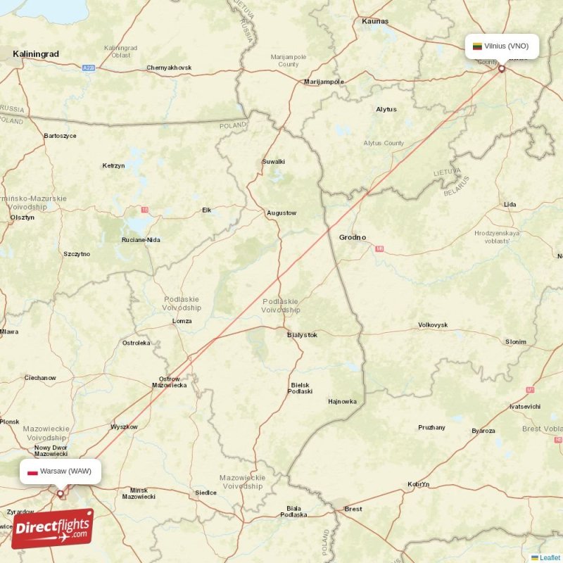Direct flights from Warsaw to Vilnius, WAW to VNO non-stop ...