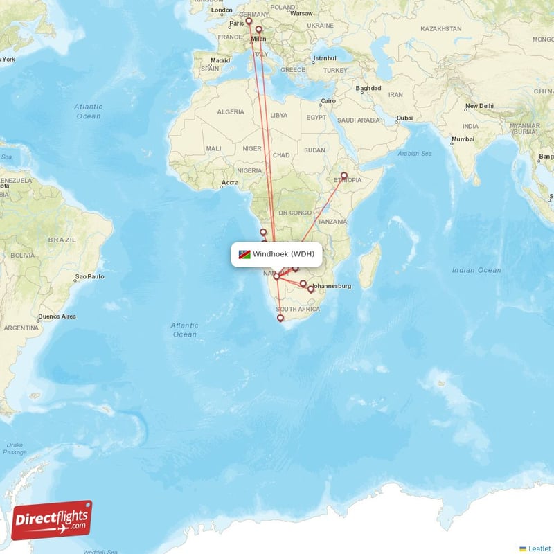 Direct flights to Windhoek - WDH, Namibia - Directflights.com