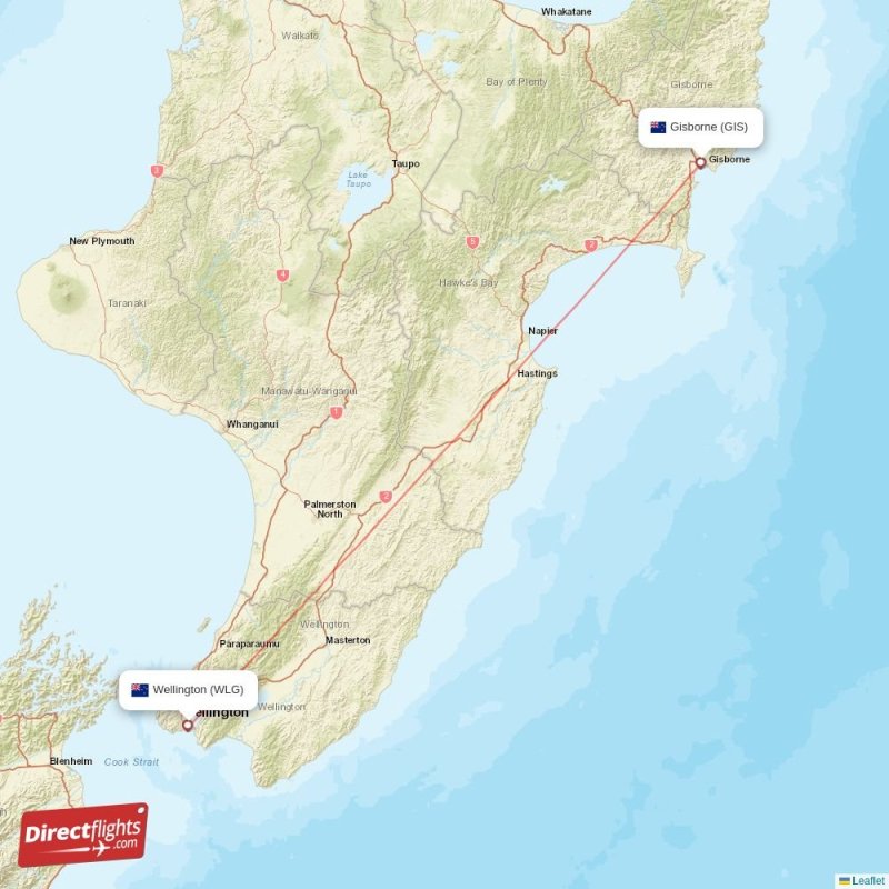 Direct flights from Wellington to Gisborne (WLG-GIS) - Directflights.com