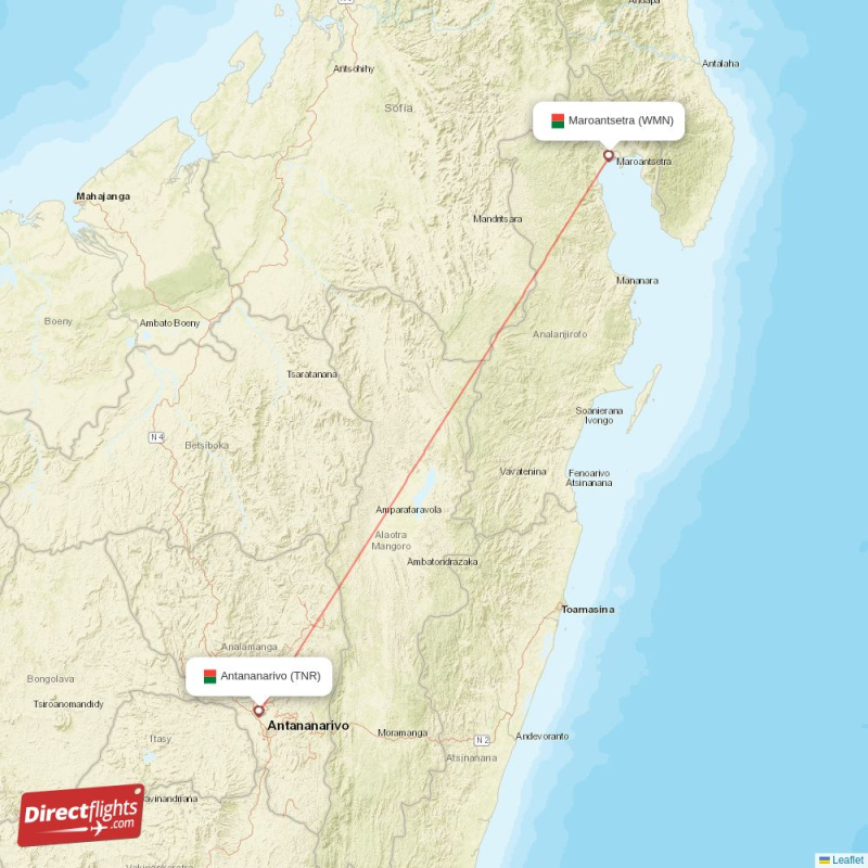 Direct flights from Maroantsetra - 2 destinations - WMN, Madagascar ...