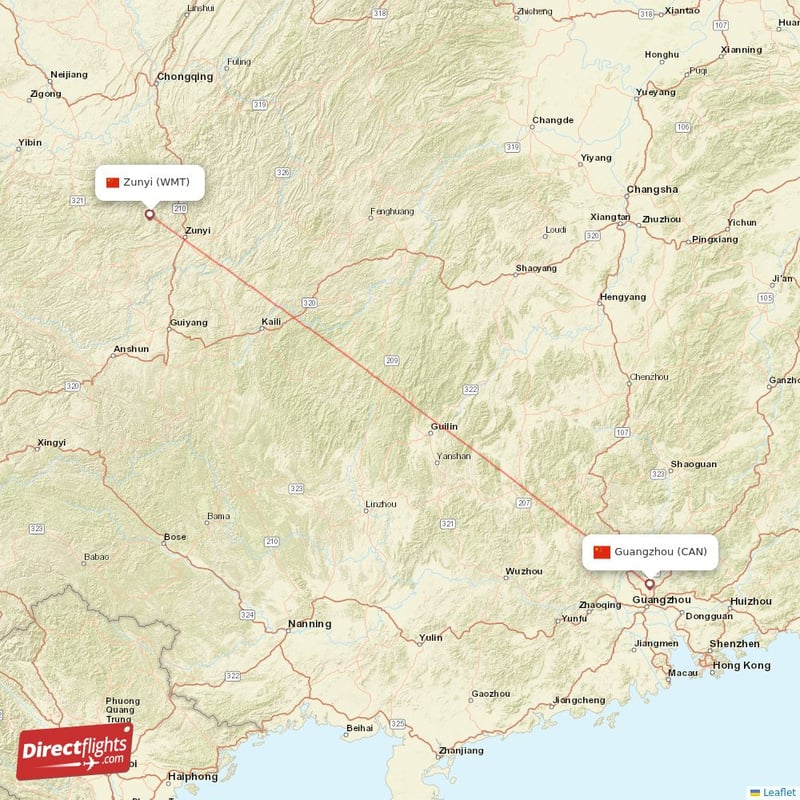 Direct flights from Zunyi to Guangzhou, WMT to CAN non-stop ...
