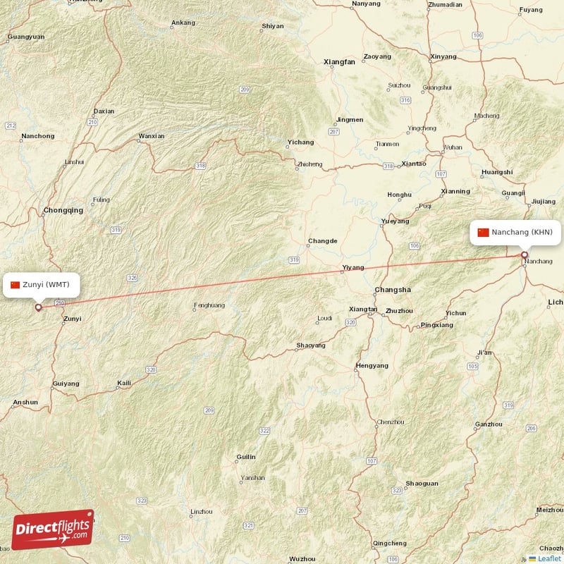 Direct flights from Zunyi to Nanchang, WMT to KHN non-stop ...