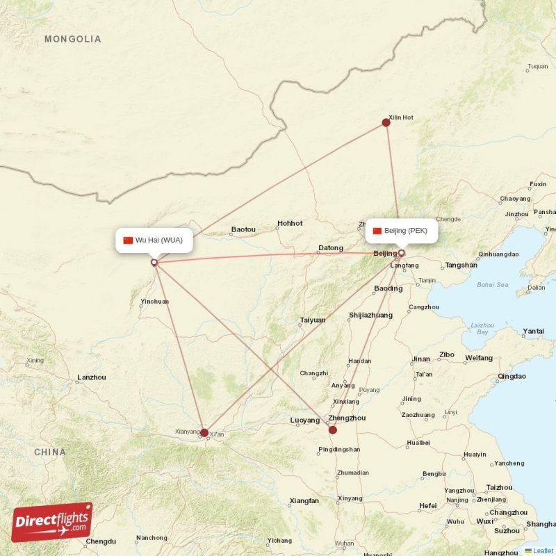 Direct flights from Wu Hai to Beijing, WUA to PEK non-stop ...