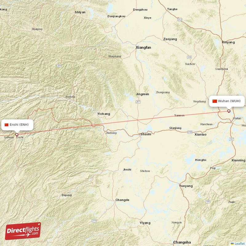 Direct flights from Wuhan to Enshi, WUH to ENH non-stop - Directflights.com