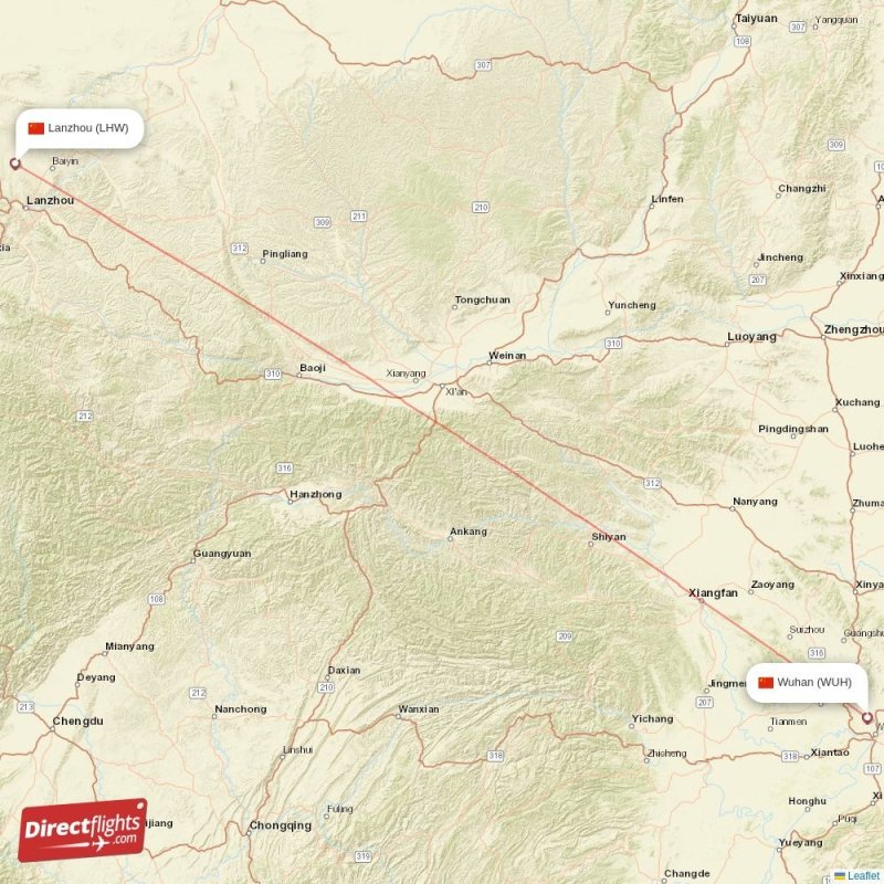 Direct flights from Wuhan to Lanzhou (WUH-LHW) - Directflights.com