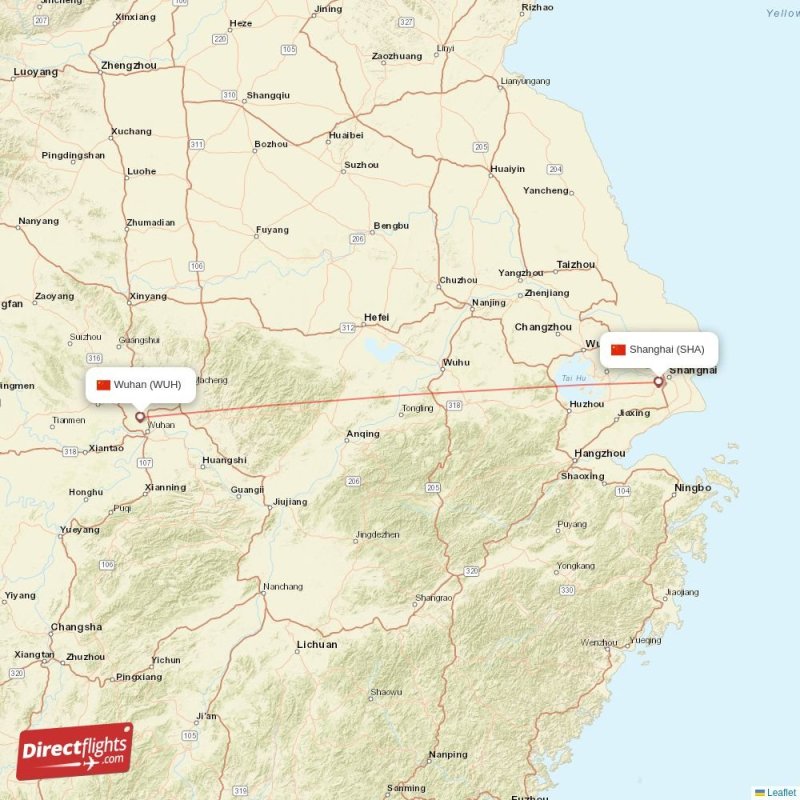 Direct flights from Wuhan to Shanghai, WUH to SHA non-stop ...
