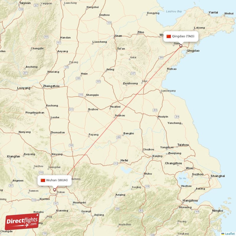 Direct flights from Wuhan to Qingdao, WUH to TAO non-stop ...