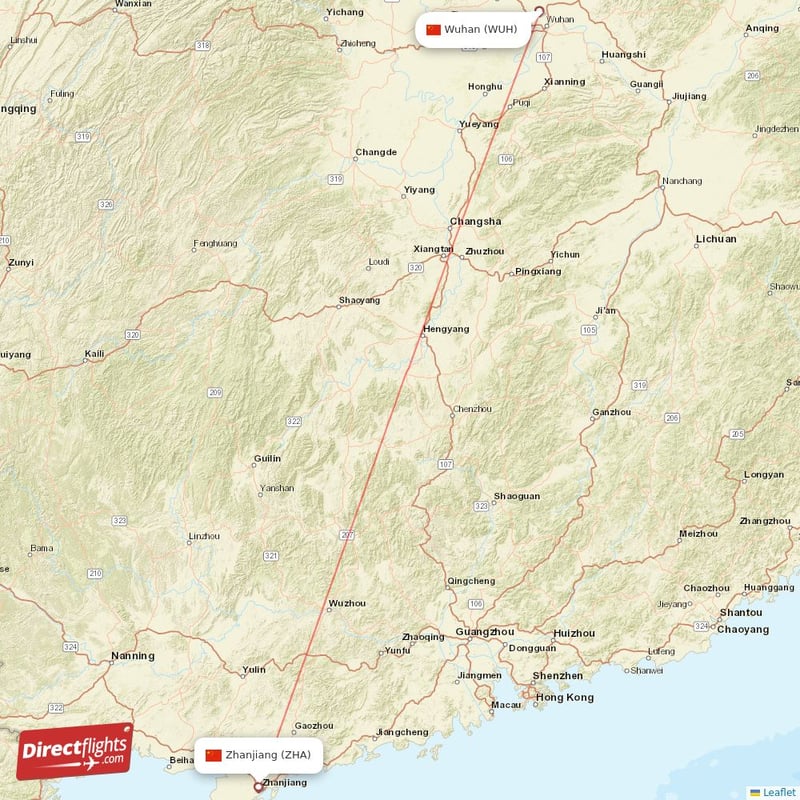 Direct flights from Wuhan to Zhanjiang, WUH to ZHA non-stop ...