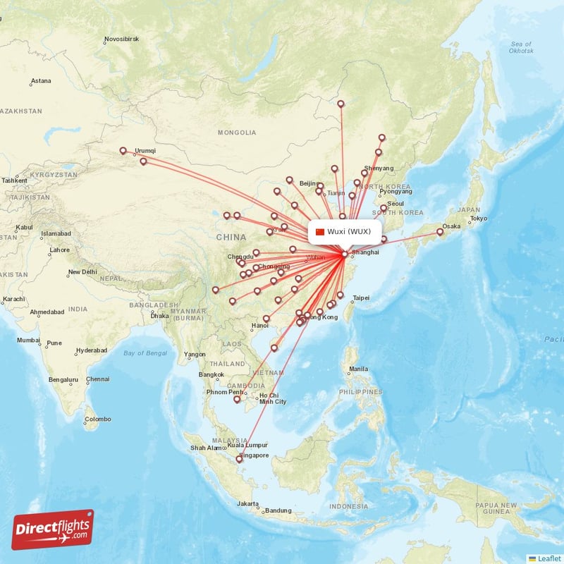 Direct flights from Wuxi - 43 destinations - WUX, China - Directflights.com