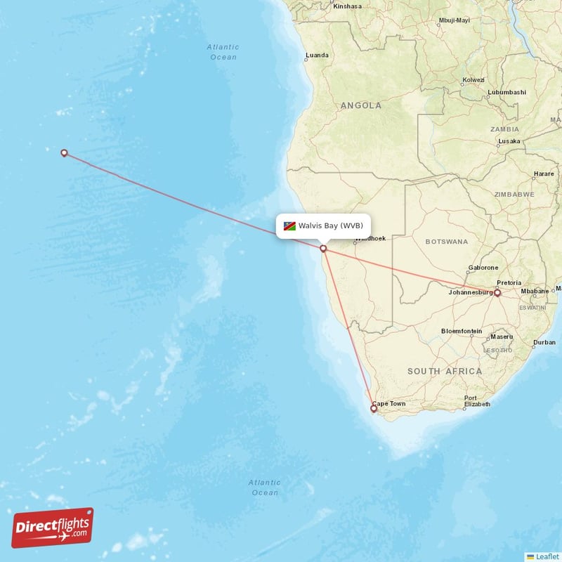 Direct flights to Walvis Bay - WVB, Namibia - Directflights.com