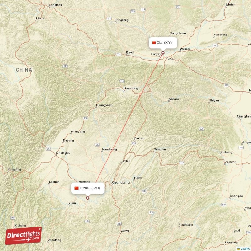 Direct flights from Xian to Luzhou (XIY-LZO) - Directflights.com