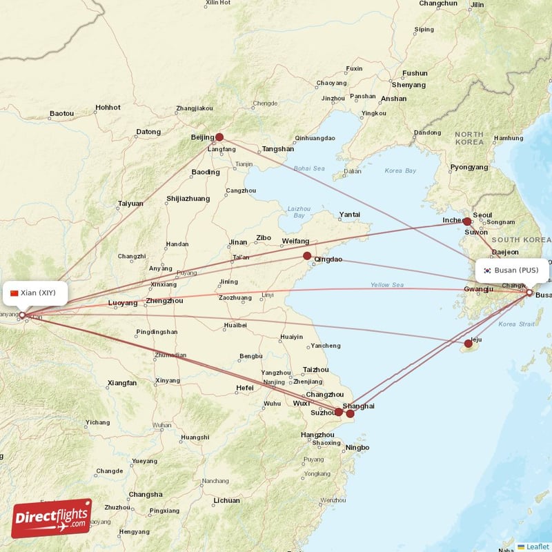 Direct flights from Xian to Busan, XIY to PUS non-stop - Directflights.com