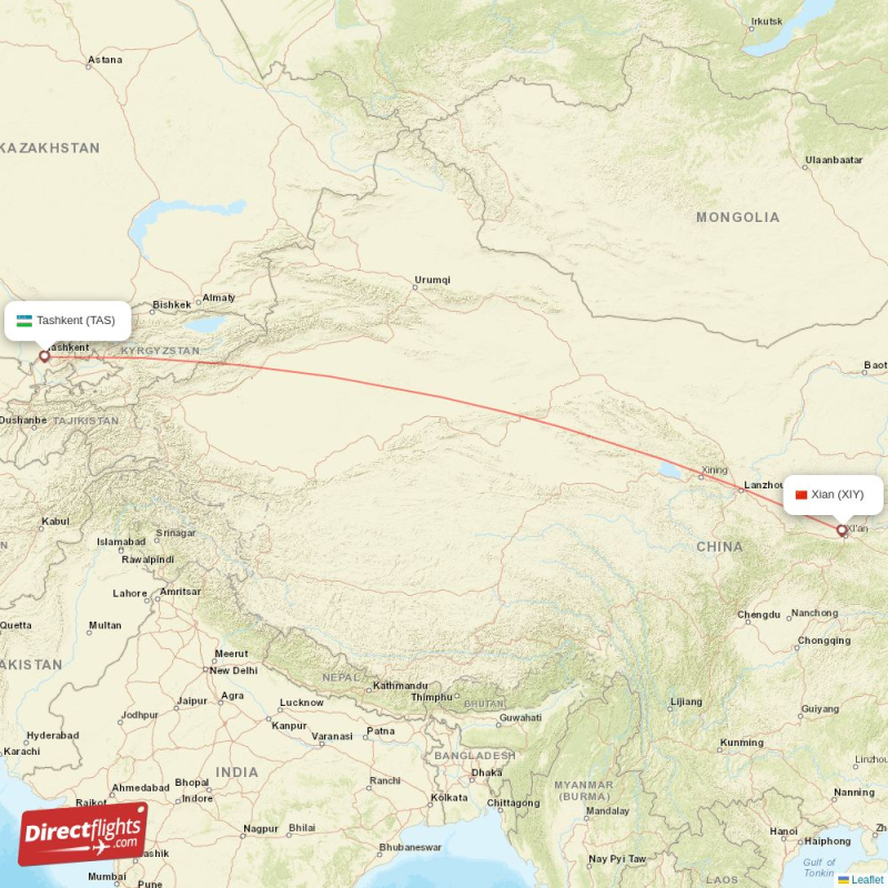 Direct flights from Xian to Tashkent (XIY-TAS) - Directflights.com