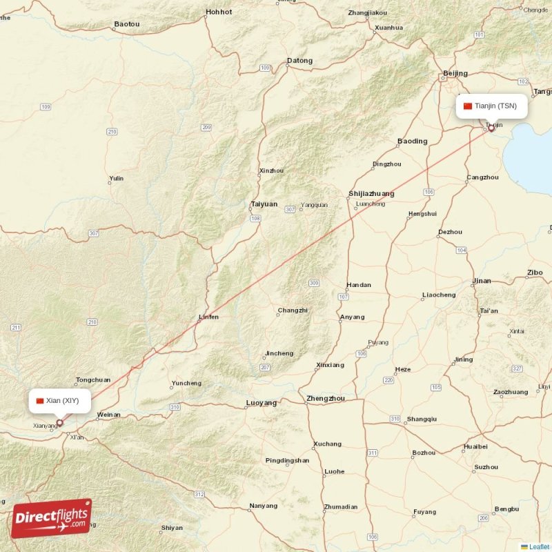 Direct flights from Xian to Tianjin (XIY-TSN) - Directflights.com