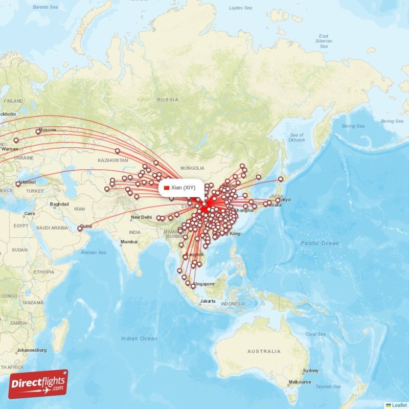 Direct flights from Xian - 165 destinations - XIY, China ...