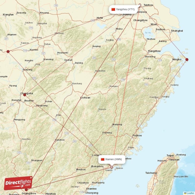 Direct flights from Xiamen to Yangzhou, XMN to YTY non-stop ...