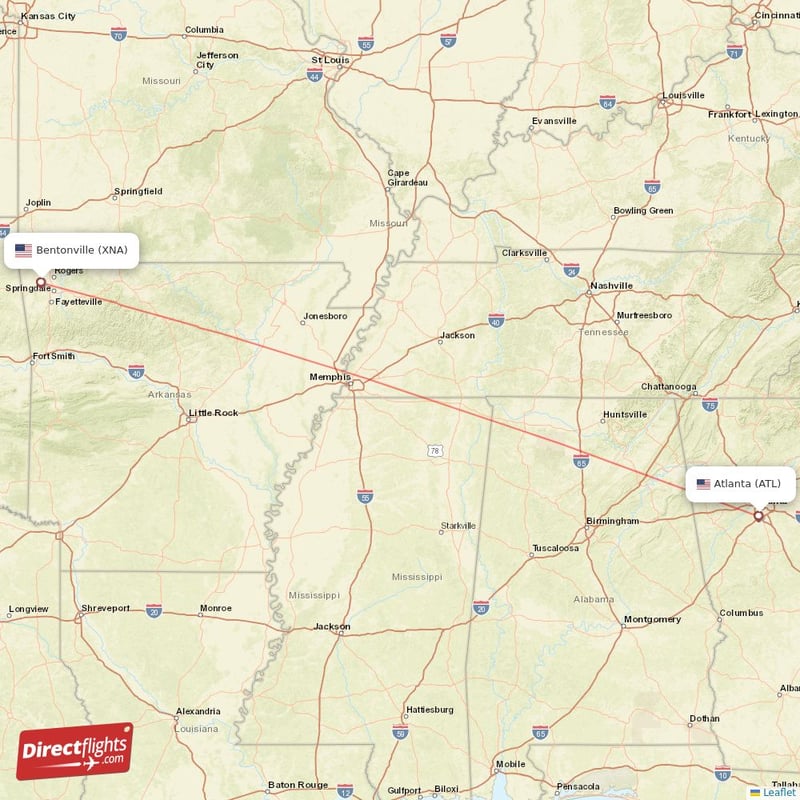 Direct flights from Bentonville to Atlanta, XNA to ATL non-stop - Directflights.com