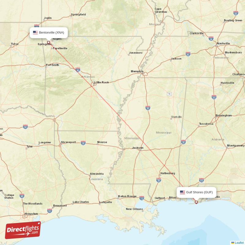 Direct flights from Bentonville to Gulf Shores, XNA to GUF non-stop ...