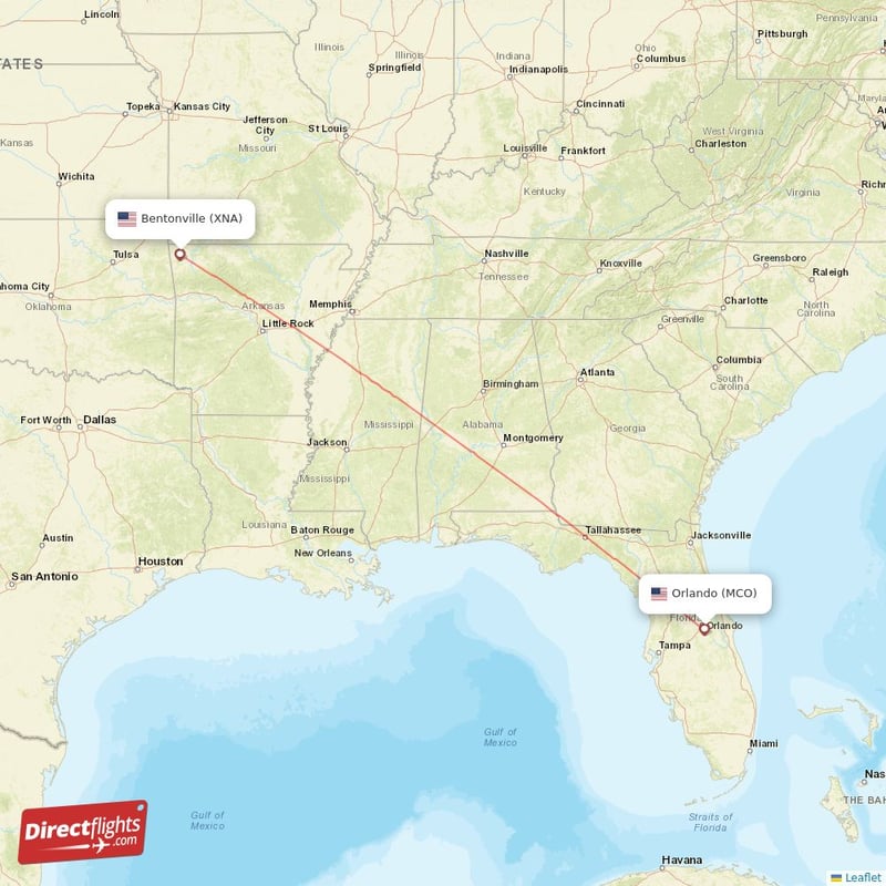 Direct flights from Bentonville to Orlando, XNA to MCO non-stop - Directflights.com