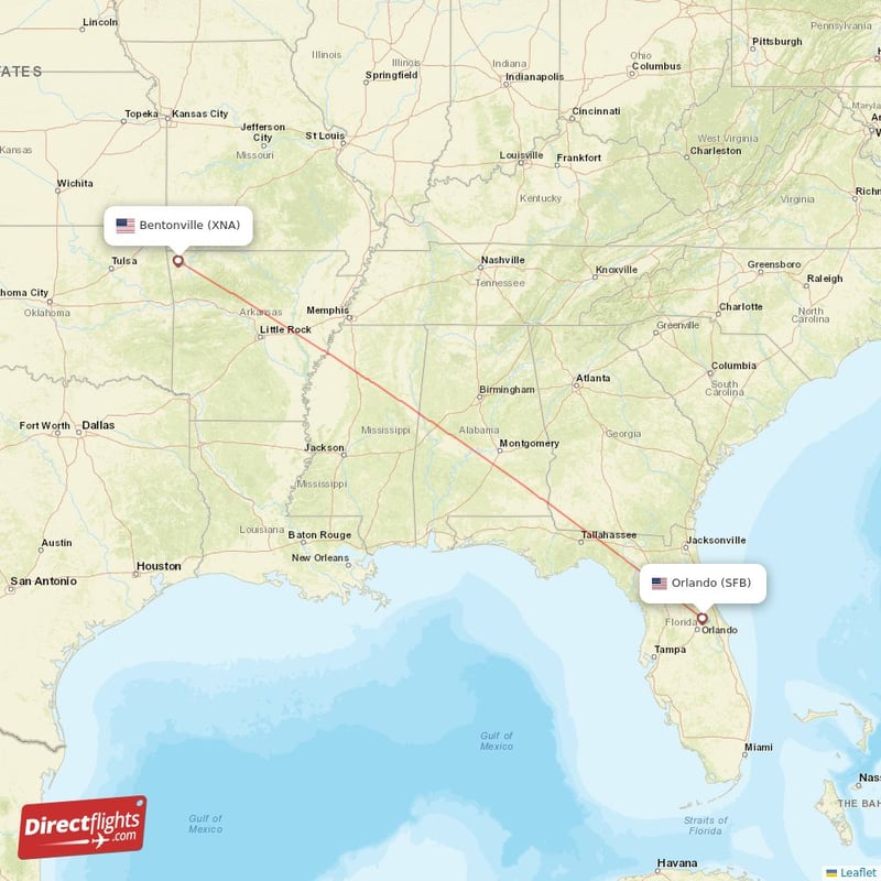 Direct flights from Bentonville to Orlando, XNA to SFB non-stop - Directflights.com