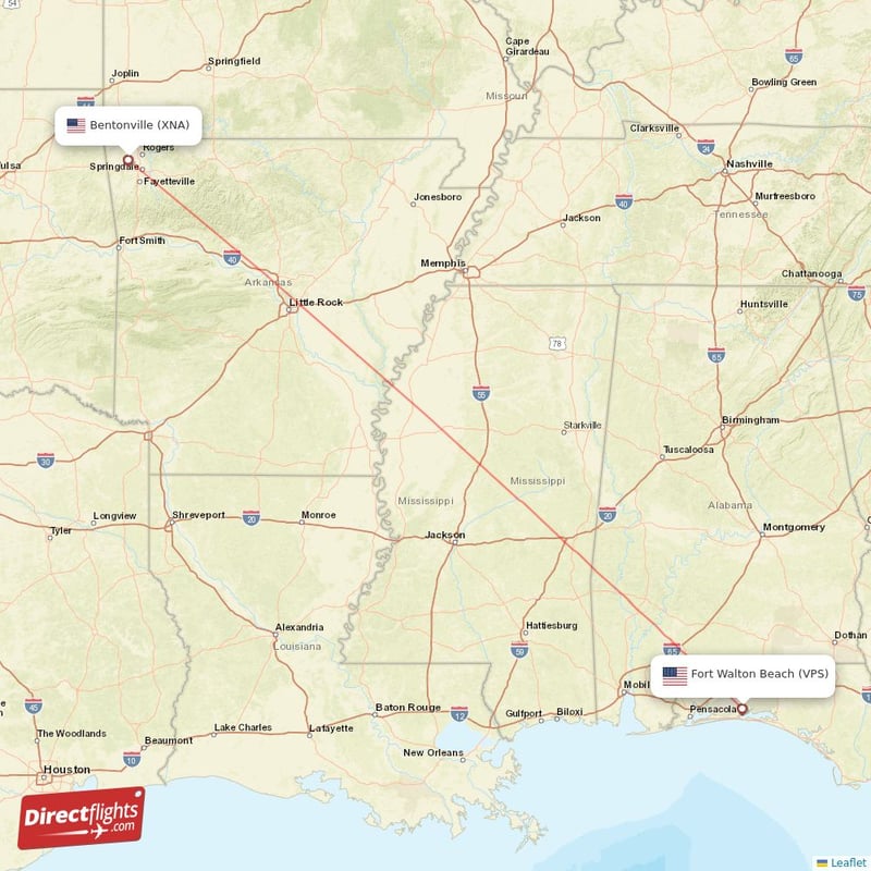 Direct flights from Bentonville to Fort Walton Beach, XNA to VPS non-stop - Directflights.com