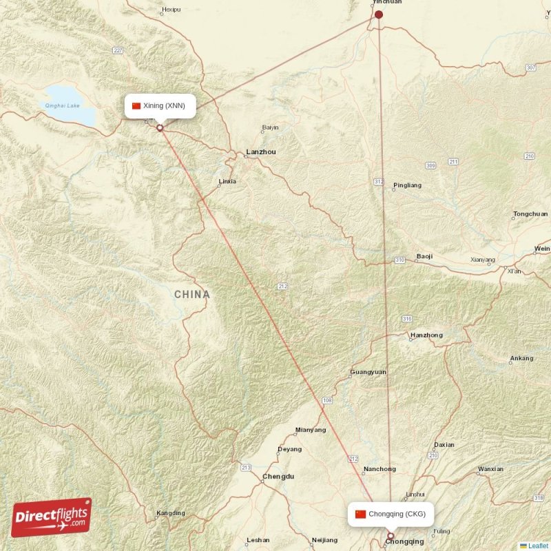 Direct flights from Xining to Chongqing, XNN to CKG non-stop ...