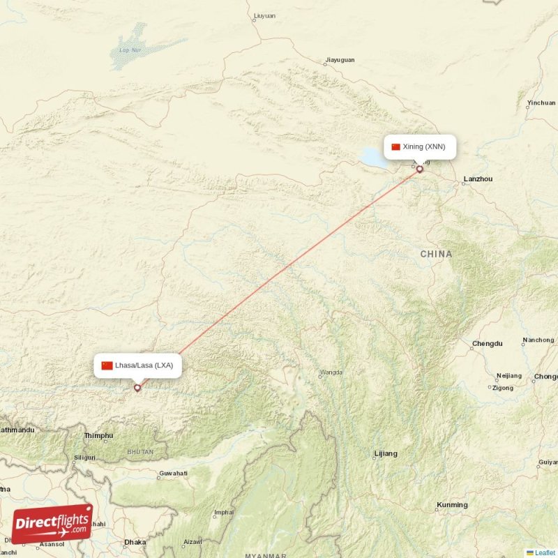 Direct flights from Xining to Lhasa/Lasa, XNN to LXA non-stop ...