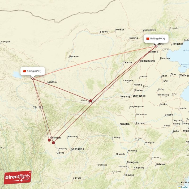 Direct flights from Xining to Beijing, XNN to PKX non-stop ...