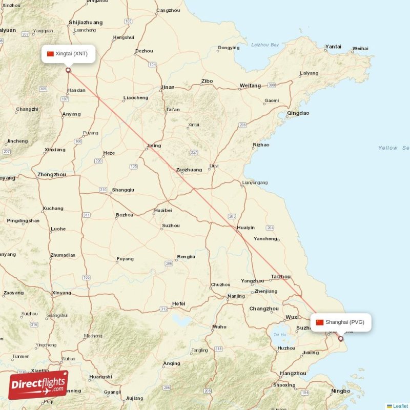 Direct flights from Xingtai to Shanghai (XNT-PVG) - Directflights.com