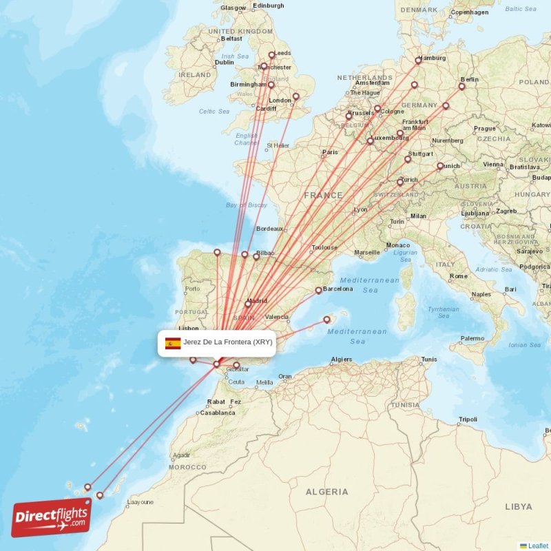 Direct flights from Jerez De La Frontera - 23 destinations - XRY, Spain ...