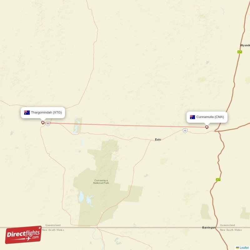 Direct flights to Thargomindah - XTG, Australia - Directflights.com