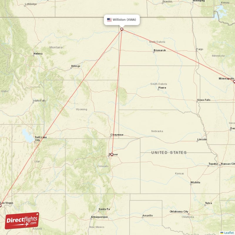 Direct flights from Williston - 3 destinations - XWA, USA ...