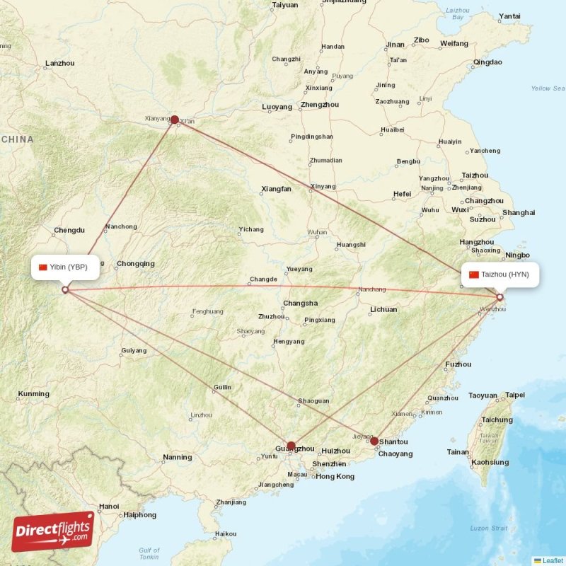 Direct flights from Yibin to Taizhou (YBP-HYN) - Directflights.com