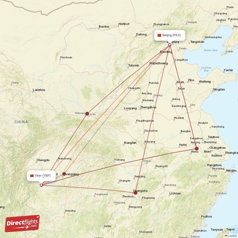 Direct flights from Yibin to Beijing, YBP to PKX non-stop ...