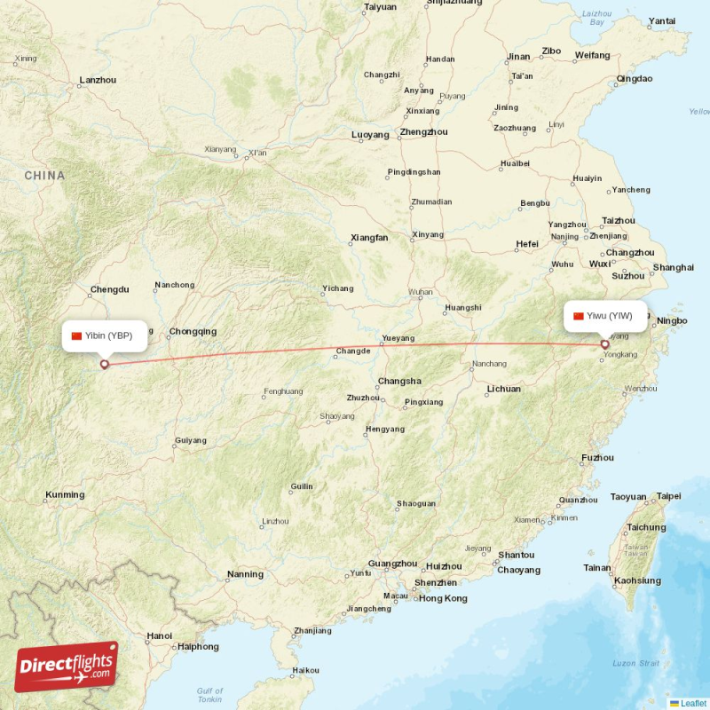 Direct flights from Yibin to Yiwu (YBP-YIW) - Directflights.com
