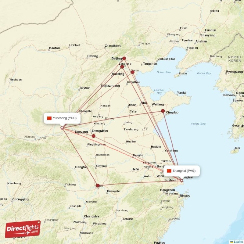 Direct flights from Yuncheng to Shanghai, YCU to PVG non-stop - Directflights.com
