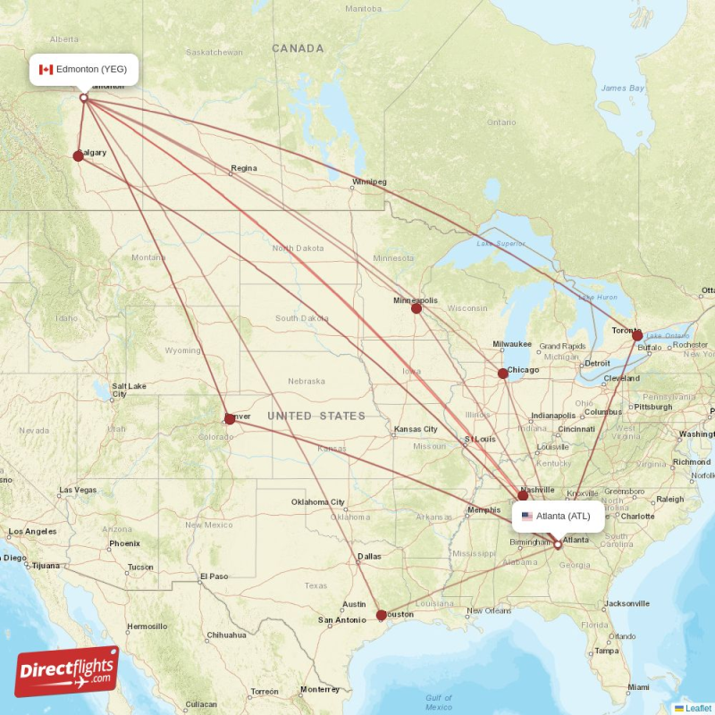 Direct flights from Edmonton to Atlanta (YEG-ATL) - Directflights.com