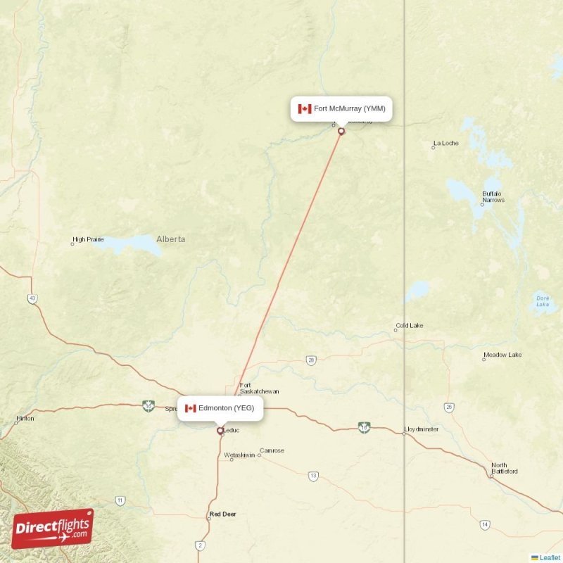 Direct flights from Edmonton to Fort McMurray, YEG to YMM non-stop ...