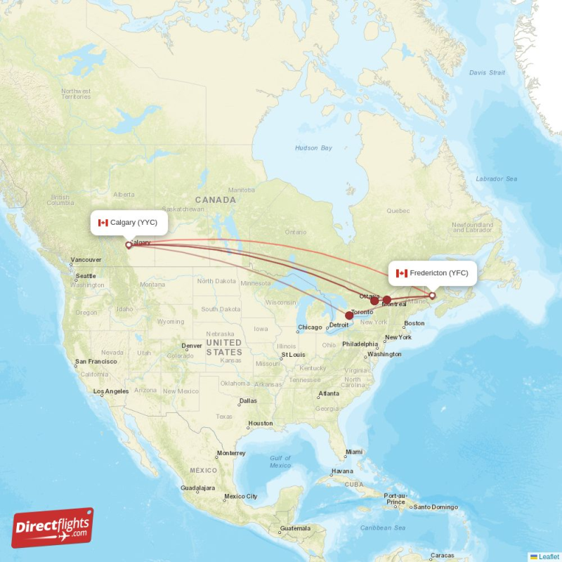 Direct flights from Fredericton to Calgary (YFC-YYC) - Directflights.com